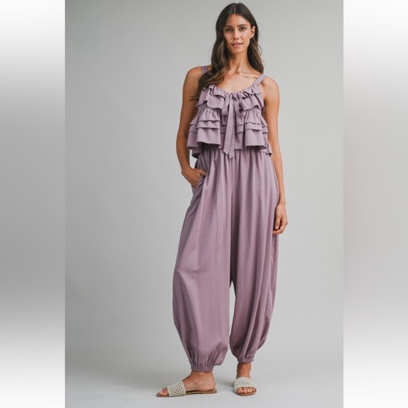 Mable | Skirts | A31 Mable Lavender Ruffle Tiered Shoulder Strap Top ...